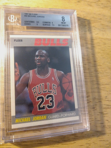 87-88 FLEER MICHEAL JORDAN- BECKETT 8 NEAR MINT. ( Full- Grade)👍 | eBay
