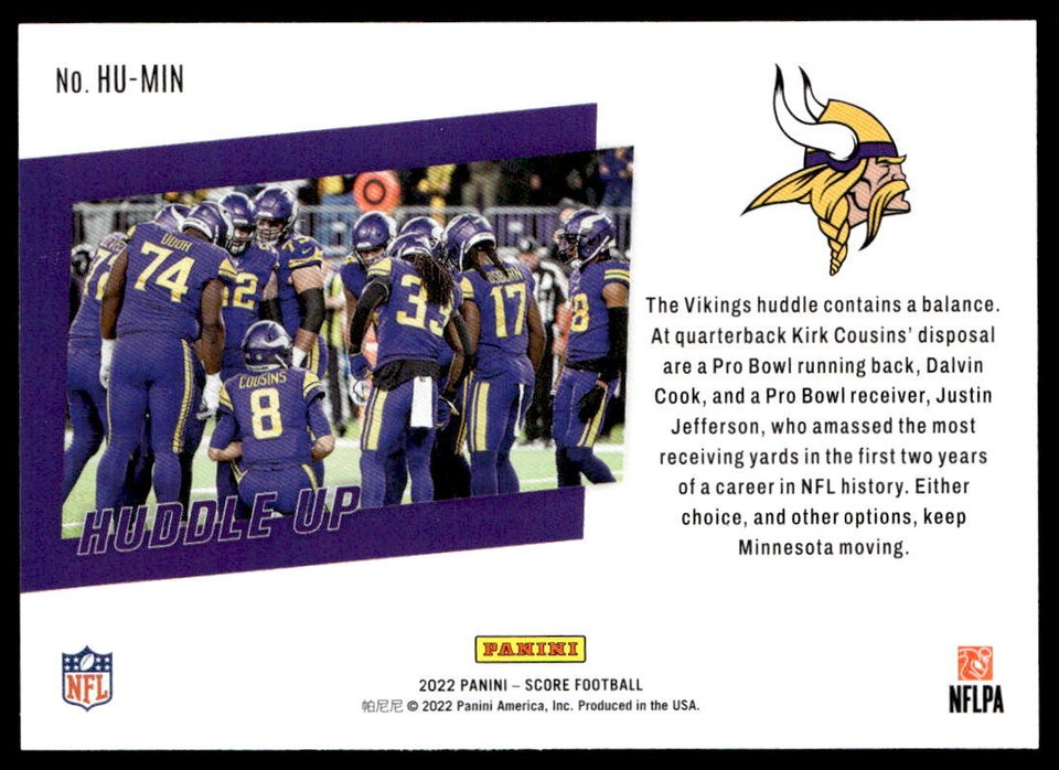 2022 Score #HU-MIN Minnesota Vikings Huddle Up Kirk Cousins | eBay