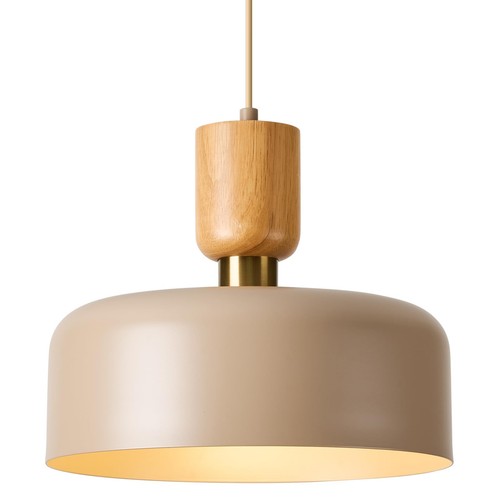 TeHenoo Contemporary Pendant Lights with Wood Cap Brass Accent 12 inch ...