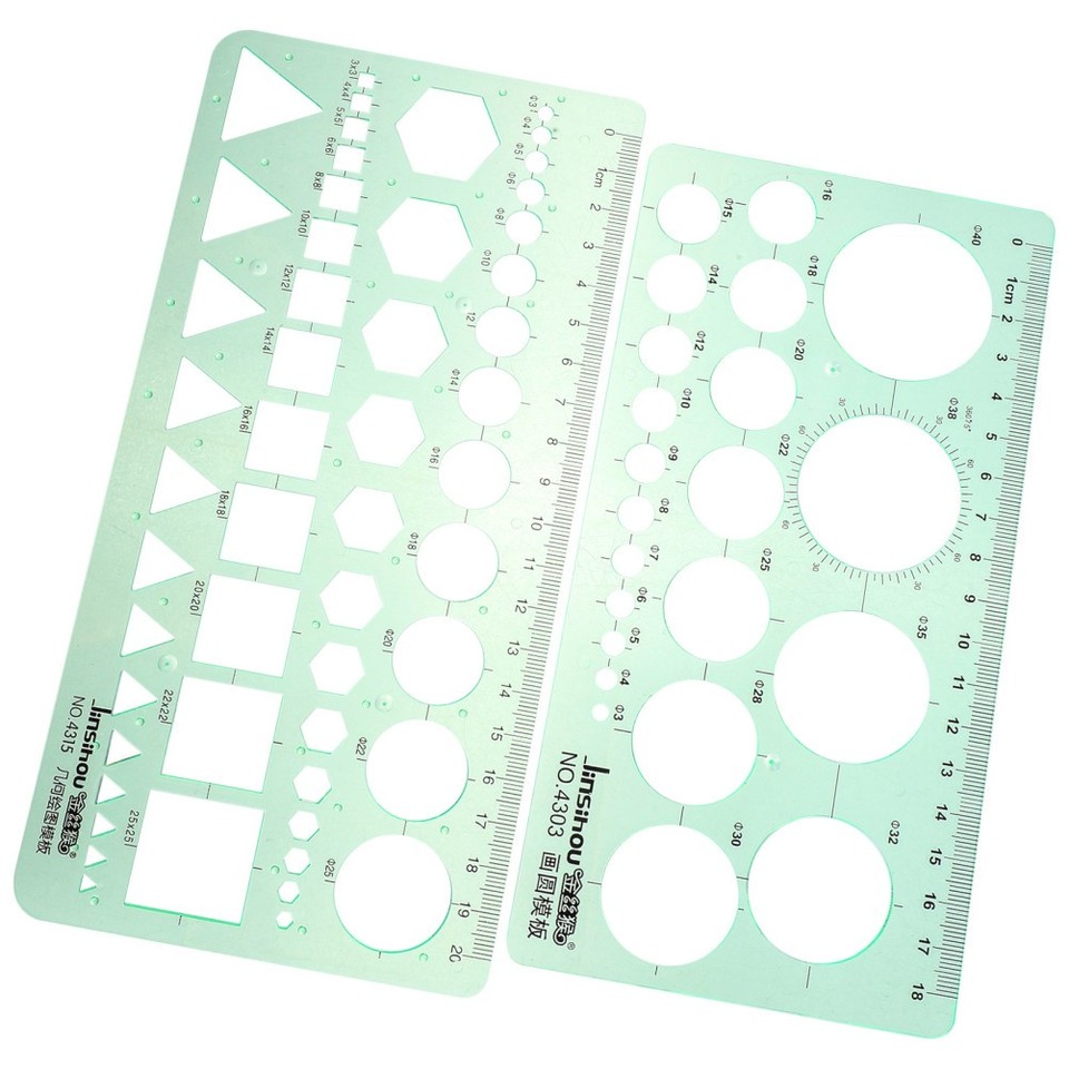 2 Pcs Students Draw Template Plastic Drafting Ruler Pattern Tools ...