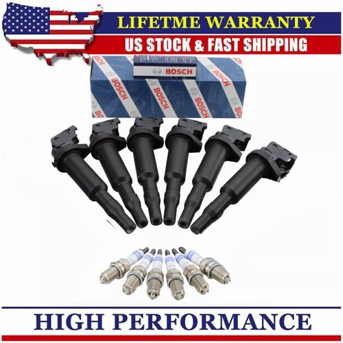 6PCS Genuine Bosch 0221504470 Ignition Coils & 12122158253 Spark Plugs ...