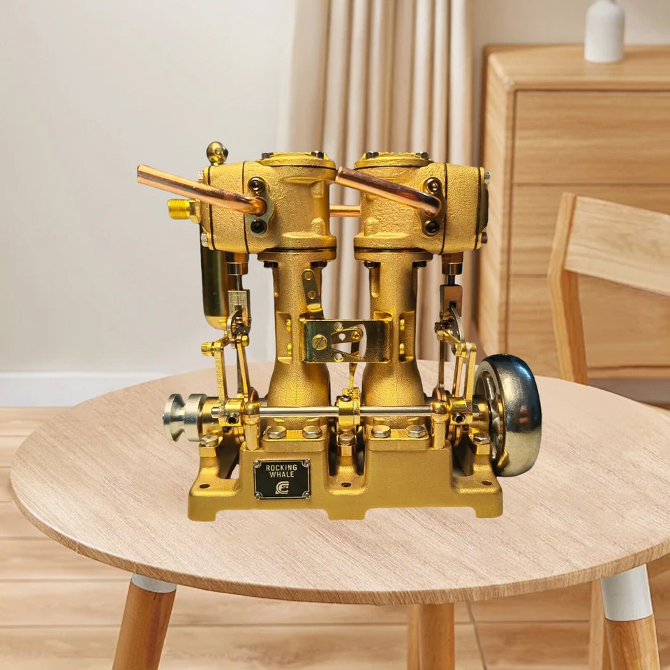 Powerful L2 Retro Steam Engine Model Dual Cylinders Die-cast Brass ...