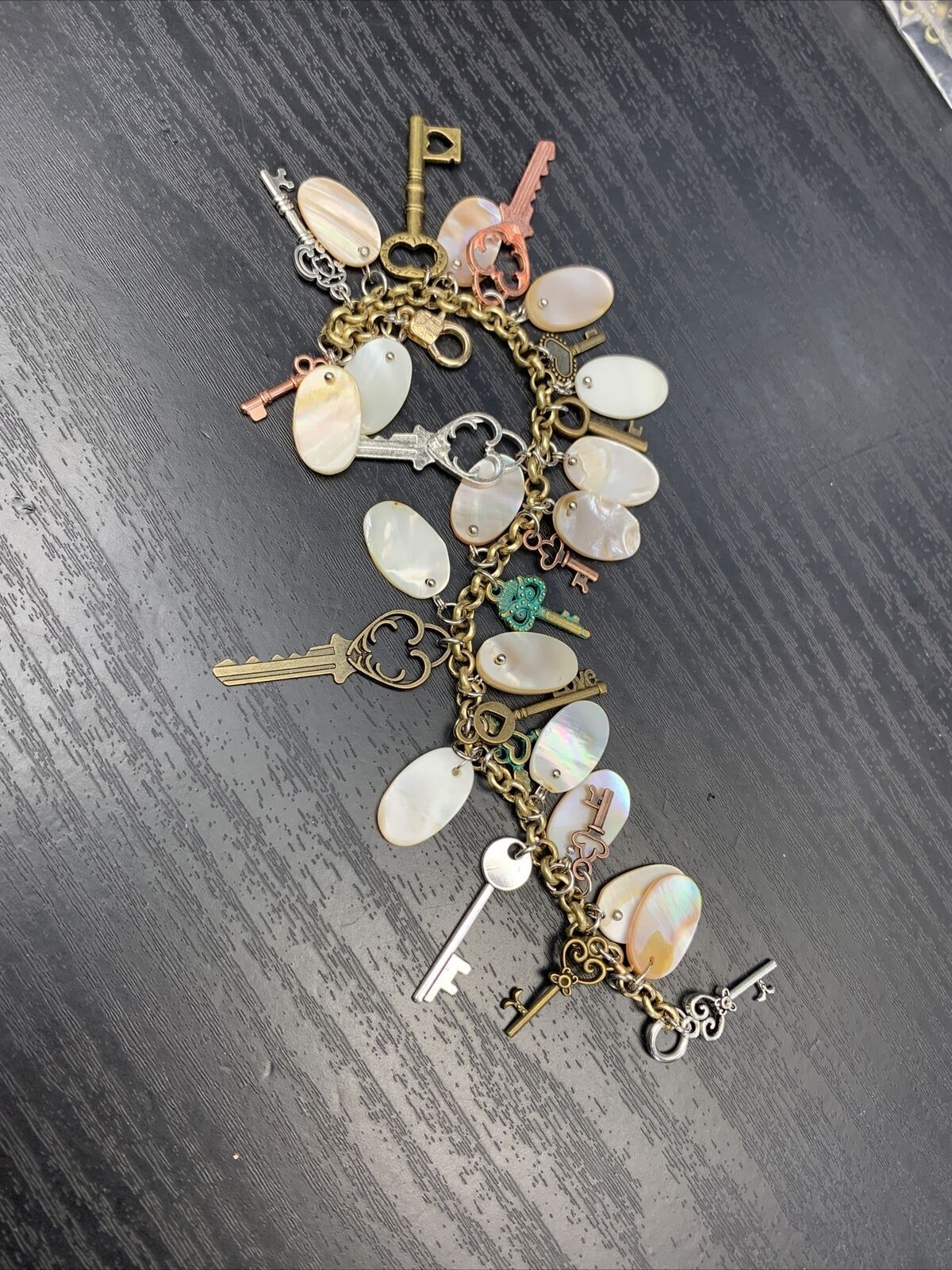 Vintage Boho Loaded MOP Skeleton key Cha Cha Charm 32… - Gem
