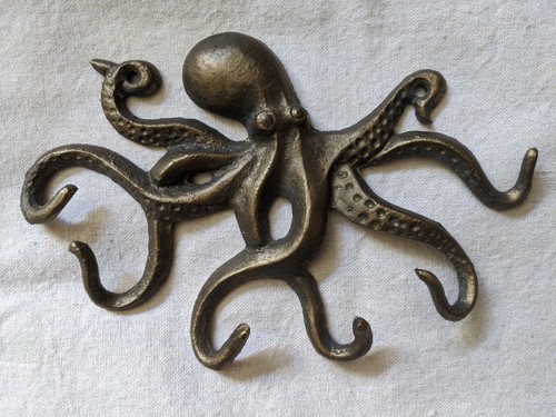Octopus Key Hook Wall Hanger Coastal Nautical Ocean Sea Life Decor ...