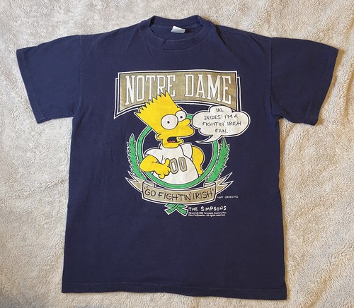 Vintage 1990 Logo 7 Notre Dame Bart Simpson Fighting Irish Single ...