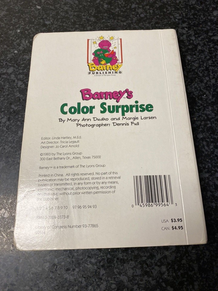 Barney's Color Surprise -Margie Larsen - Mary Ann Dudko-Board Book | eBay