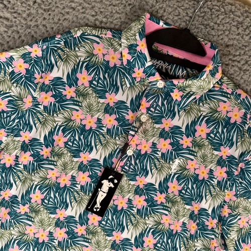 Grunk Dolfer Shirt Mens Medium Floral Print Golf Polo Performance ...