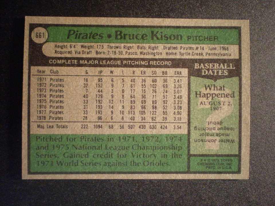 1979 Topps Baseball Bruce Kison Card # 661 | eBay
