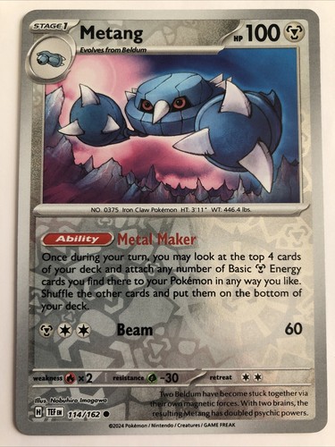 Pokémon TCG Temporal Forces Metang Reverse Holofoil 114/162 NM | eBay