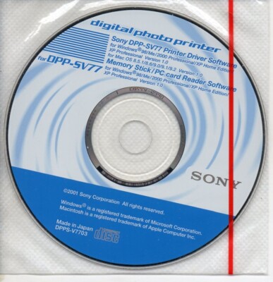 SONY DPP-SV77 PRINTER DRIVER SOFTWARE WIN/MAC CD - NEW SEALED | eBay