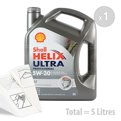 Car Engine Oil Service Kit / Pack 5 LITRES Shell Helix Ultra AF 5W-30 ...