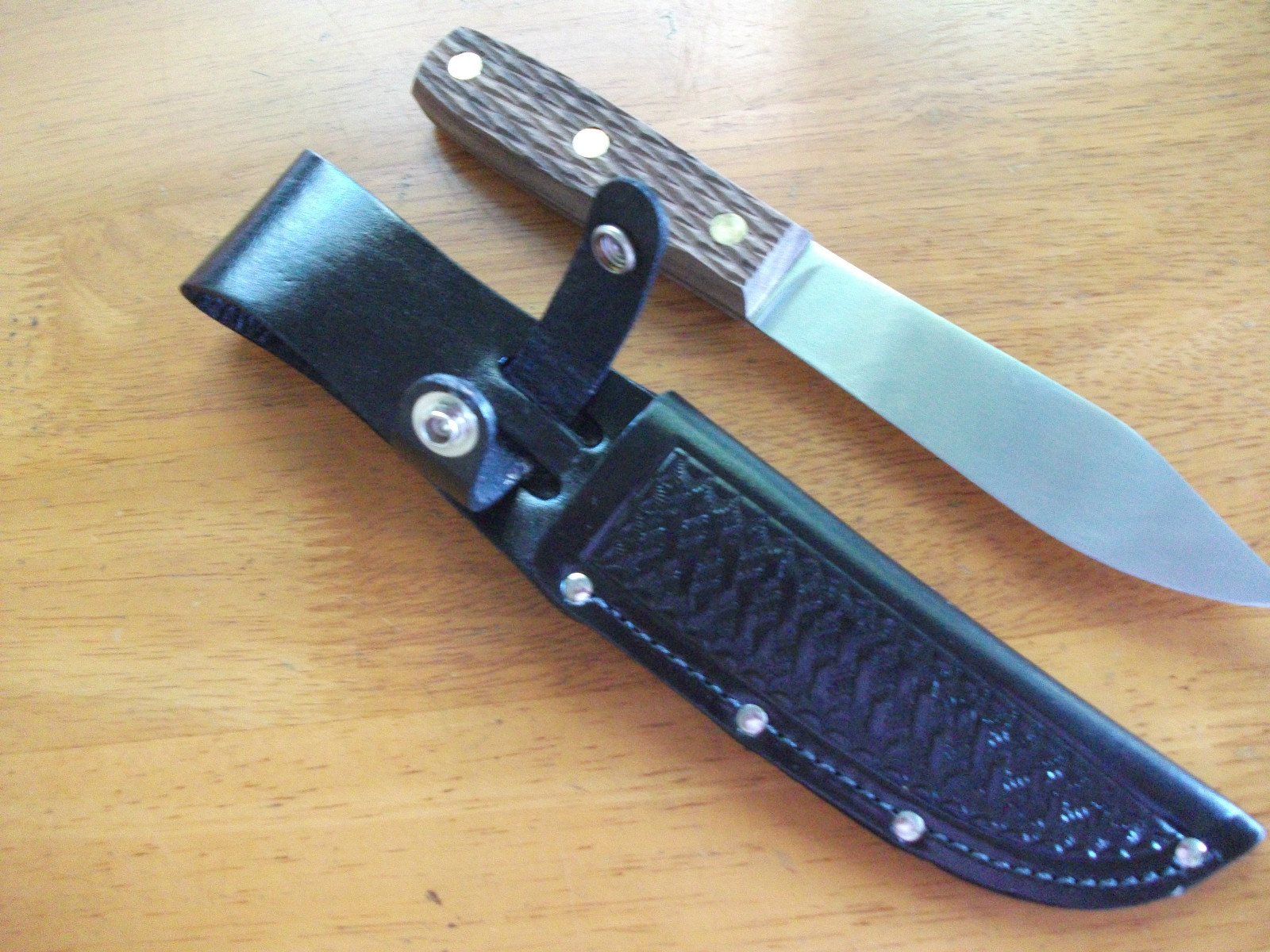 KNIFE SHEATH 5" FIXED BLADE SHEATH GENUINE BLACK LEATHER TO 5" BLADES ...