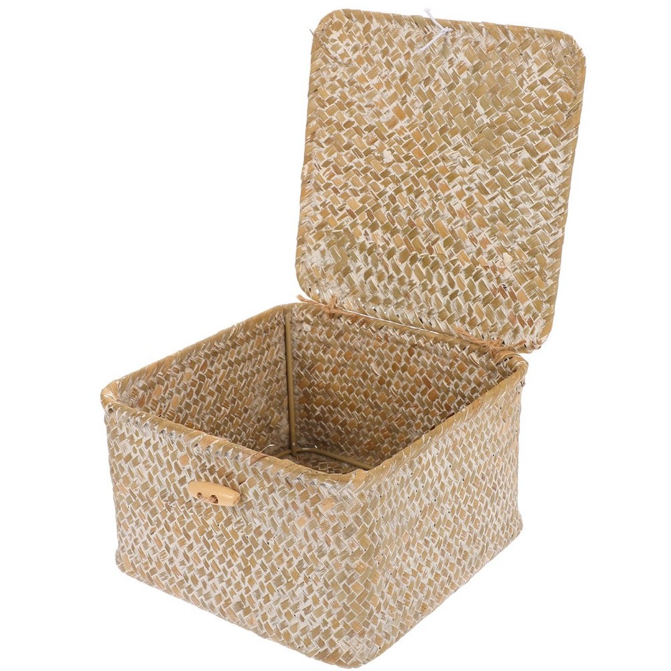 Woven Storage Box Toilet Basket Decorative Boxes with Lids Bathroom ...