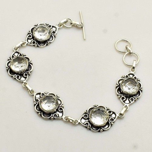 White Topaz Gemstone Ethnic Handmade Bracelet Jewelry 16 Gms For Women ...