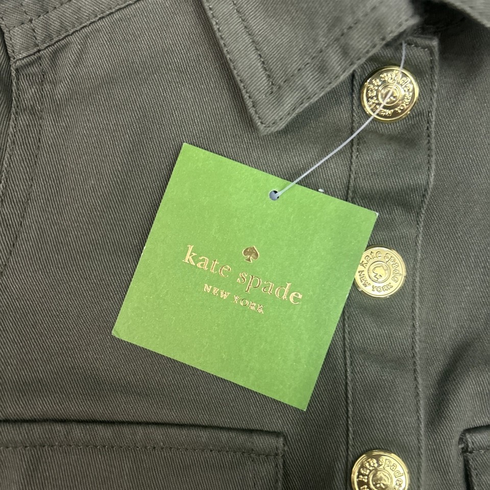 KATE SPADE Girls Toddler Baby Military Jacket -Green Button Ruffle Hem ...