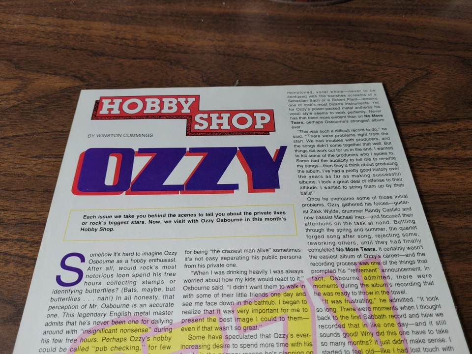Ozzy Osbourne 1991 Hit Parader Magazine Article | eBay