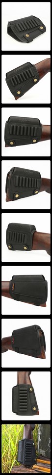 TOURBON Leather Shooting Rifle Cheek Rest Comb Riser Ammo Holder Cover ...