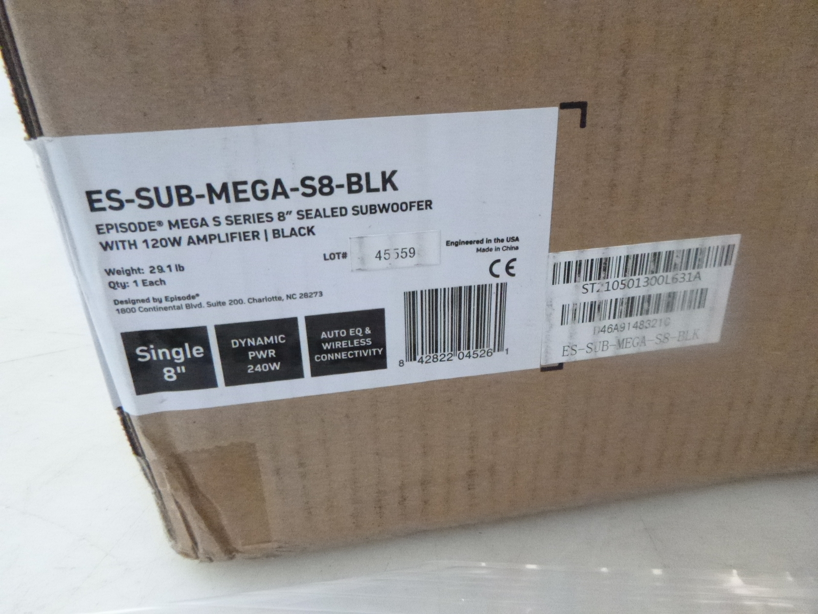 Episode Mega S Series 8" Sealed Subwoofer Black 120W Dynamic Power 240w ...