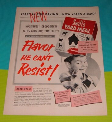 1952 PRINT AD~SWIFT'S PARD MEAL DOG FOOD Wire Haired Terrier | eBay
