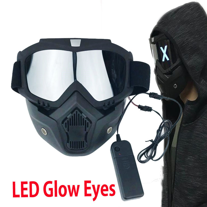 LED Luminous Half Face Mask DJ Cosplay Helmet Halloween Party Props ...
