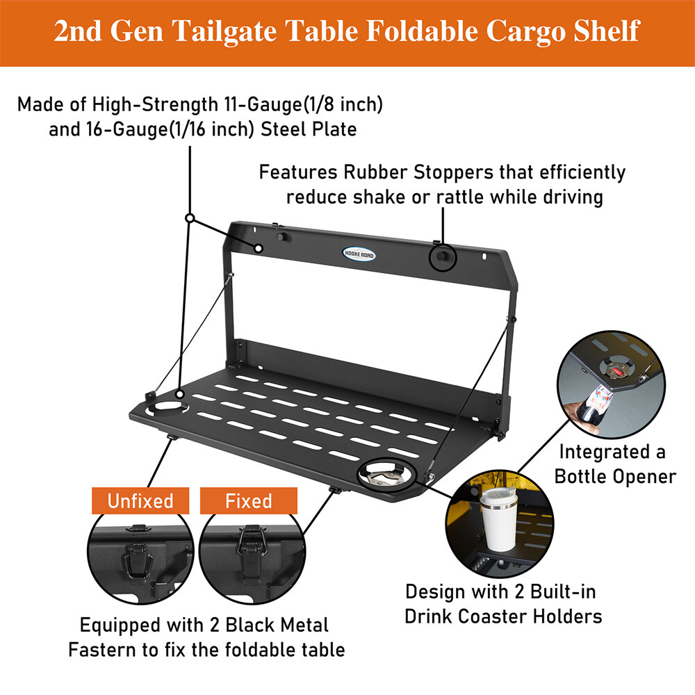 Tailgate Table Foldable Cookware Cargo Shelf Rack fit 1997-2006 Jeep ...