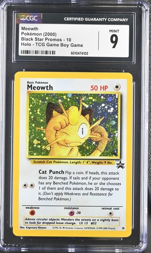 CGC 9 MINT Meowth Black Star Promos 10 Holo Pokemon Card psa | eBay