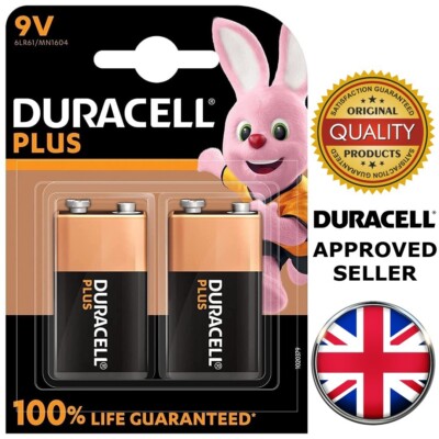 2 Pack Duracell 9V PP3 Plus Power Batteries Smoke Alarm LR22 MN1604 ...