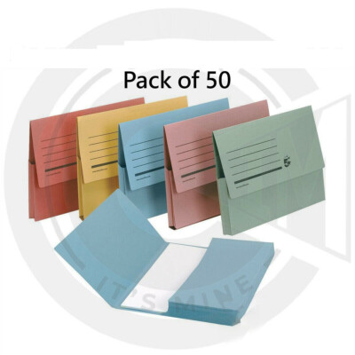 50 Pack Foolscap Document Wallet Assorted Filing Cardboard Envelope ...