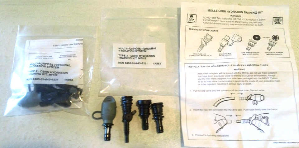 Five NEW Molle Type 2– CBRN Hydration Training Kits, MPHS – NSN 8465-01 ...