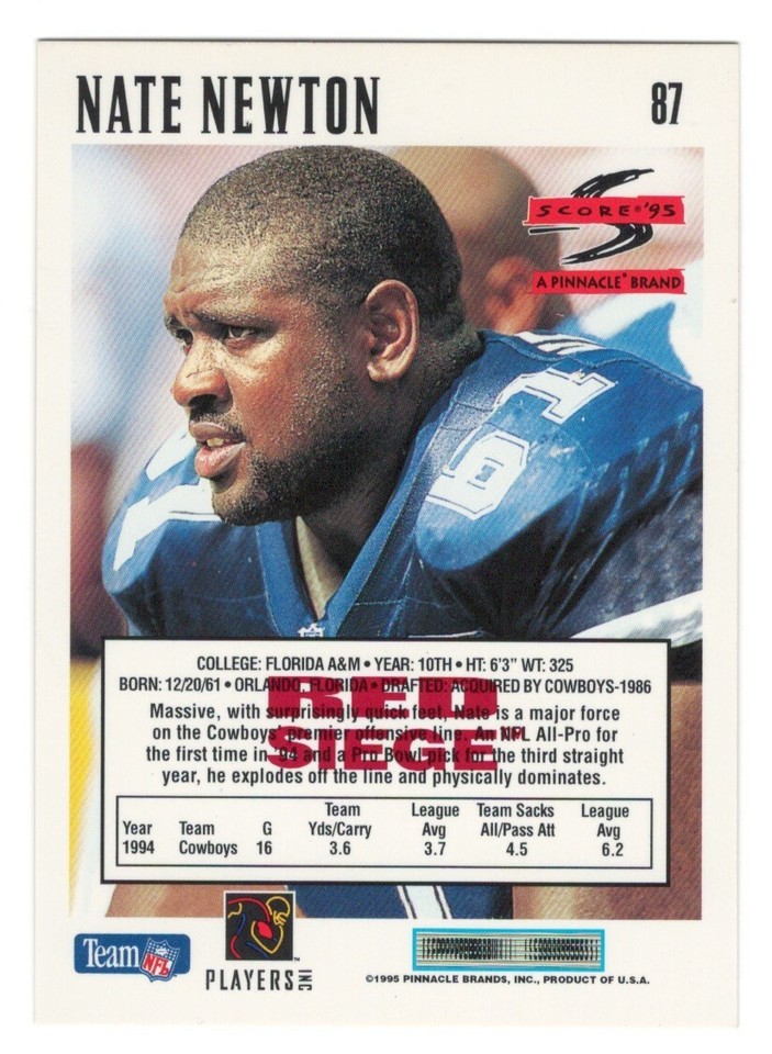 Nate Newton 1995 Score Red Siege #87 Parallel Card | eBay