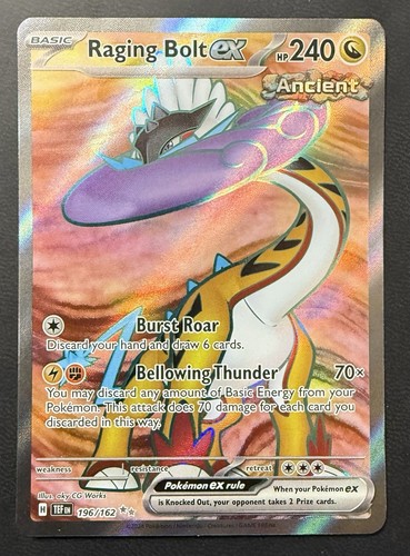 Raging Bolt Ex 196/162 Temporal Forces Full Art Ultra Rare Pokemon Card ...