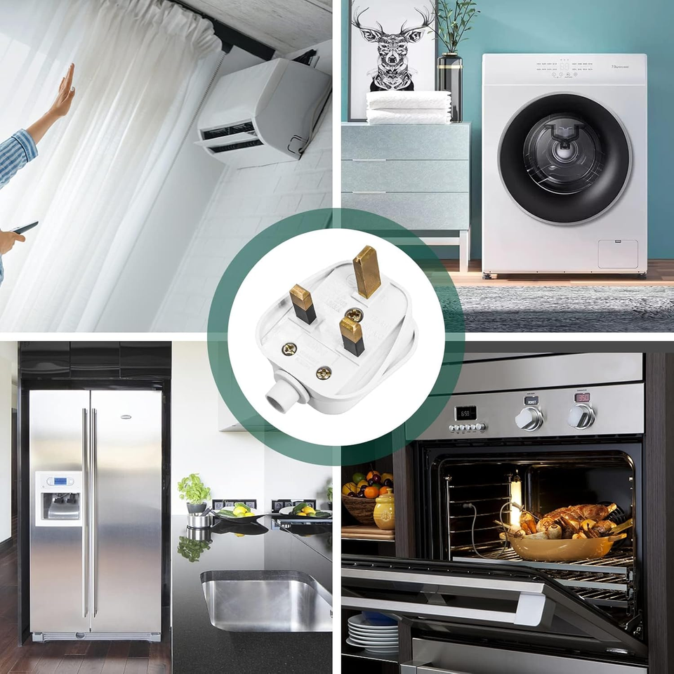 UK Plugs with 13 AMP Fused, 3 Pin Mains Plug with Cord Grip Rewireable ...