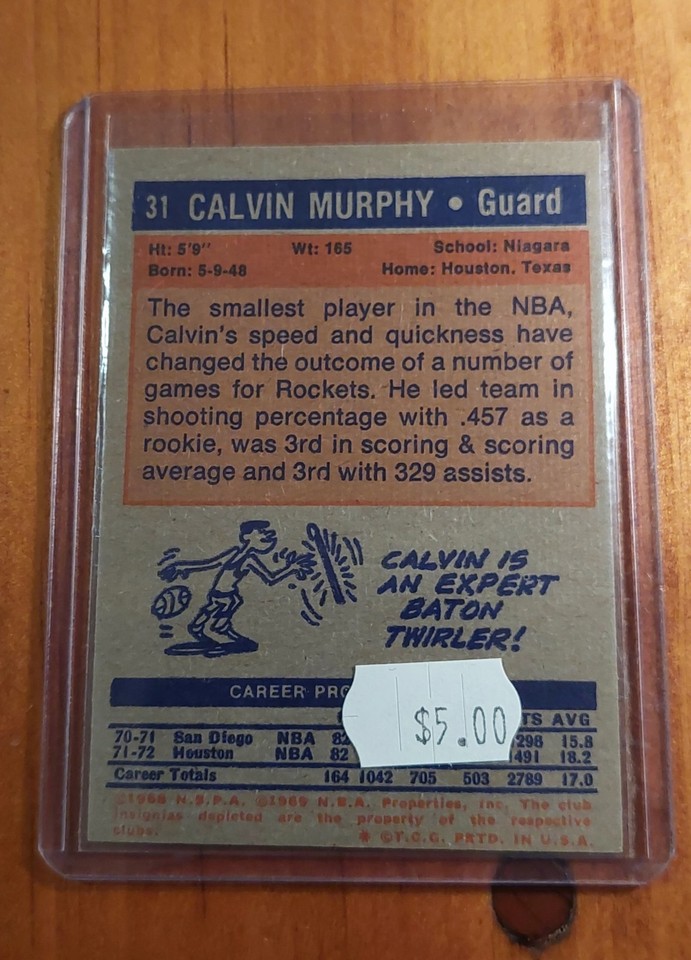 1972 TOPPS CALVIN MURPHY BASKETBALL CARD - ROCKETS NEAR MINT NBA | eBay