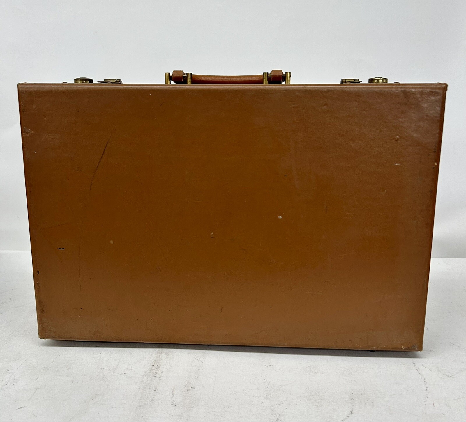 Vintage Brown Leather Briefcase/ File case With Key - Gem