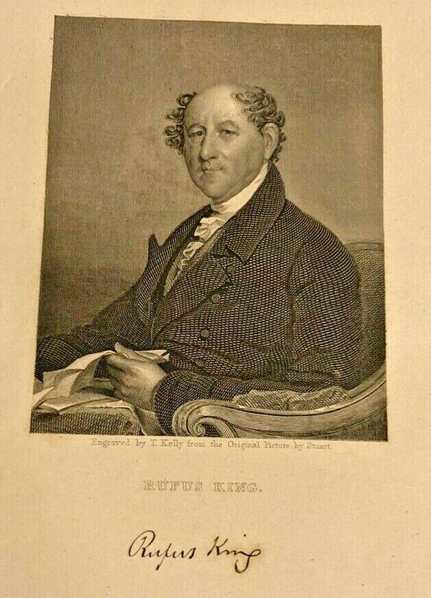 RUFUS KING ~Portrait/Print Engraved by T. Kelly FOUNDING FATHER ...