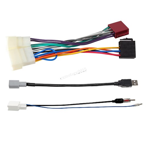 Radio ISO Wire Harness + Antenna Adapter +USB Retention Cable For ...