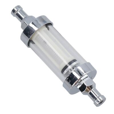 Inline Fuel Petrol Filter Glass + Chrome Universal for 8mm (5/16”) Hose ...