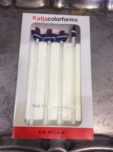 Vintage Katja Colorforms Boat Glass Stirrers Bar Blue Hand Made ...