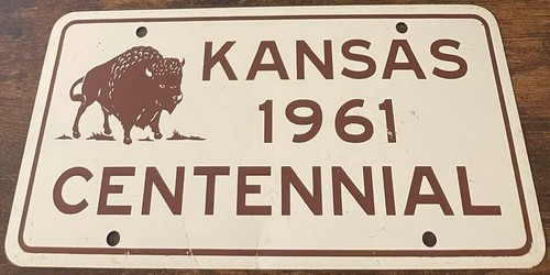 Kansas 1961 Centennial Booster License Plate Buffalo | eBay