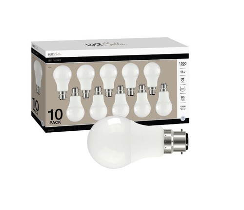 10 x Luce Bella 11W B22 LED Light Globes Bulbs Cool White 4000K 1050 ...