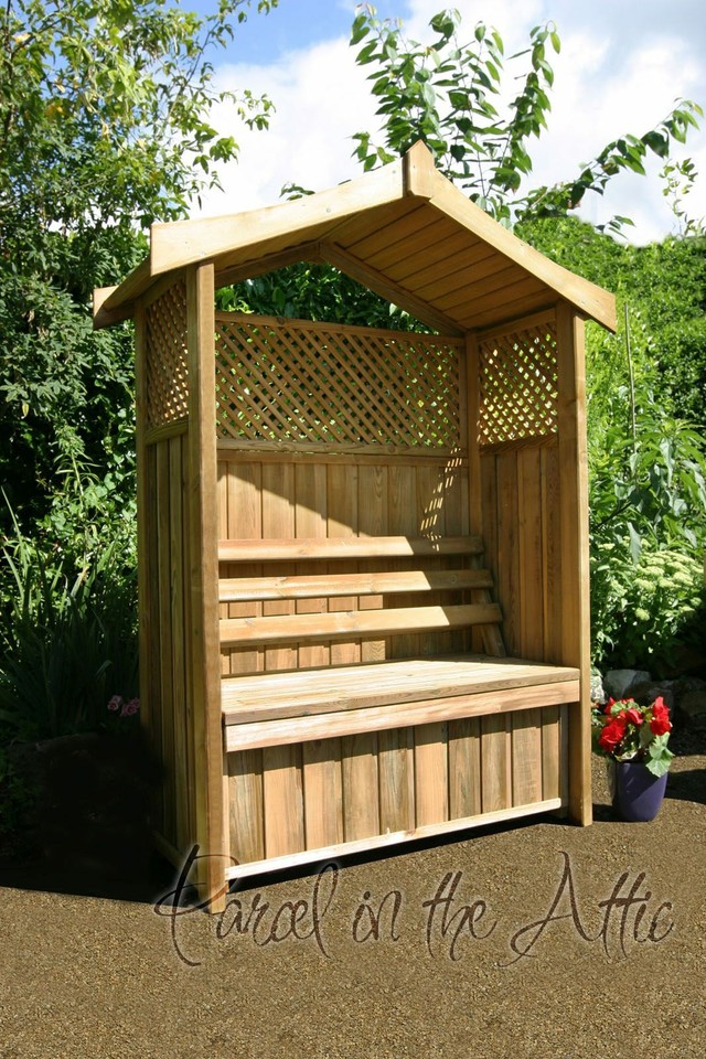Garden Arbour Seat Pergola Trellis Wood Arch Bench Corner Storage Patio ...