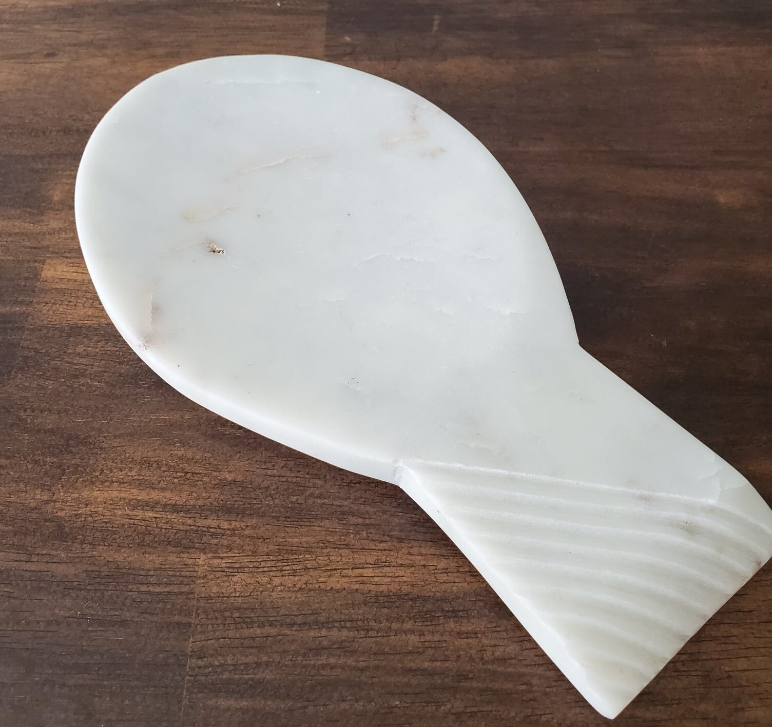 White Marble Spoon Rest Made in India Fish Shaped Carved Handle Approx ...