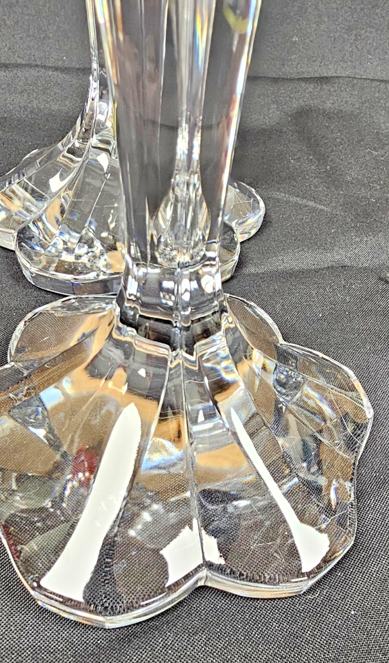 Heavy Lead Crystal 12" Candlestick Set of Two with Floral Base for ...