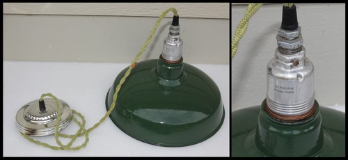 12" Green Enamel Shade Gas Service Station Ceiling Light Fixture ...