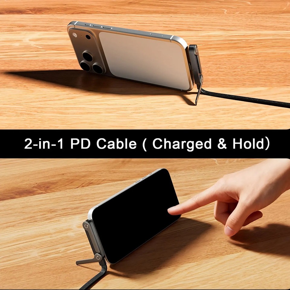 2-in-1 Invisible Holder Charger Cable–240W Fast Charging Cord with ...