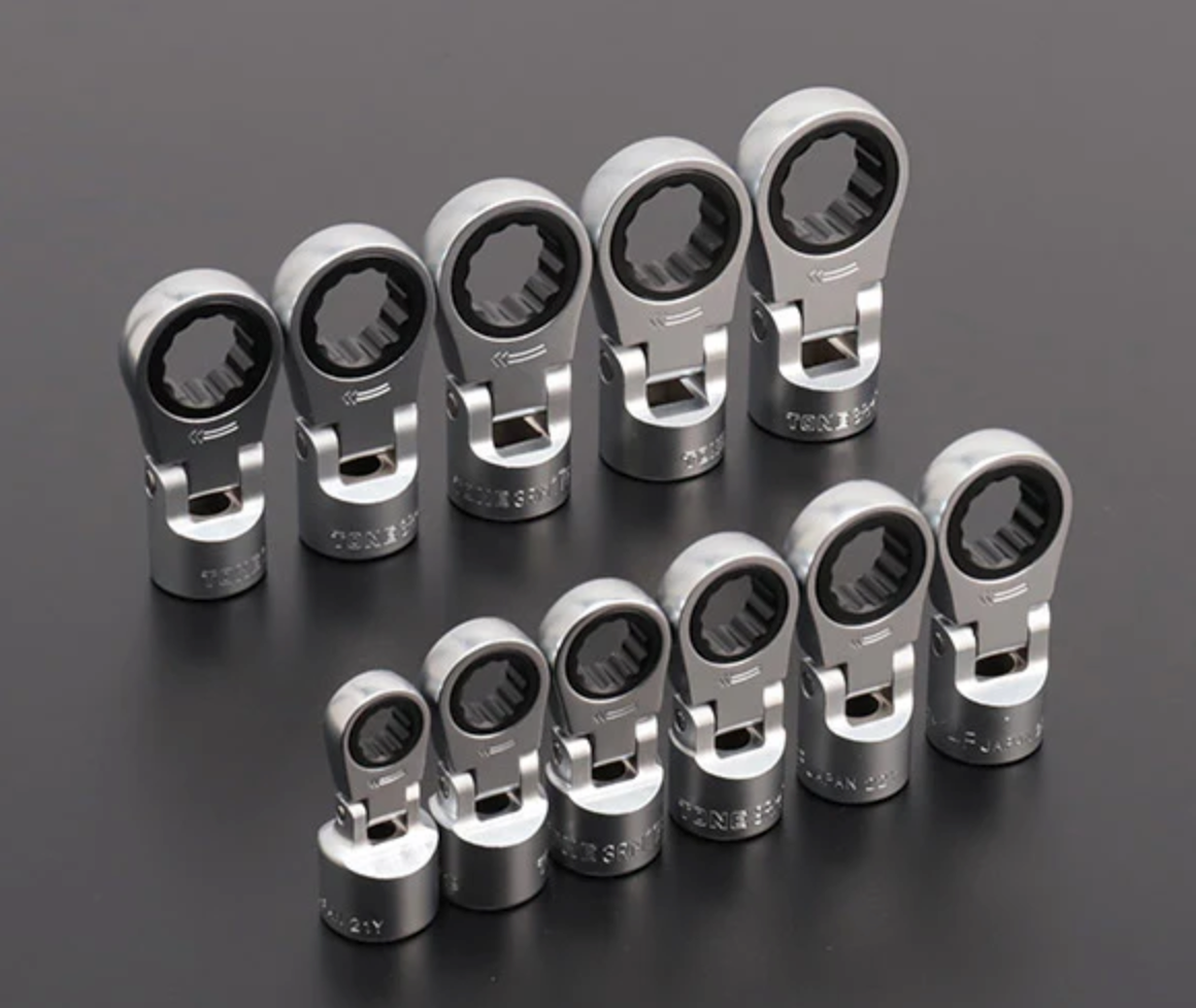 TONE Flex Ratchet Wrench Socket Set of 11 / 8~19mm HRM311F 9.5mm / 3/8 ...