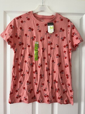 Ladies Women’s Primark Cherry Fruit Pattern Tee Top T-Shirt Size M 12 ...