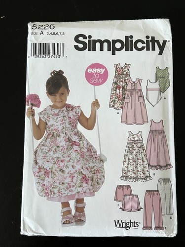 Simplicity 5226 Pattern Little Girl Sleeveless Sun Dress Shorts Top ...