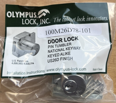 Olympus Lock Keyed Cabinet Pin Tumbler In Satin Chrome Model 100M-26D78 ...
