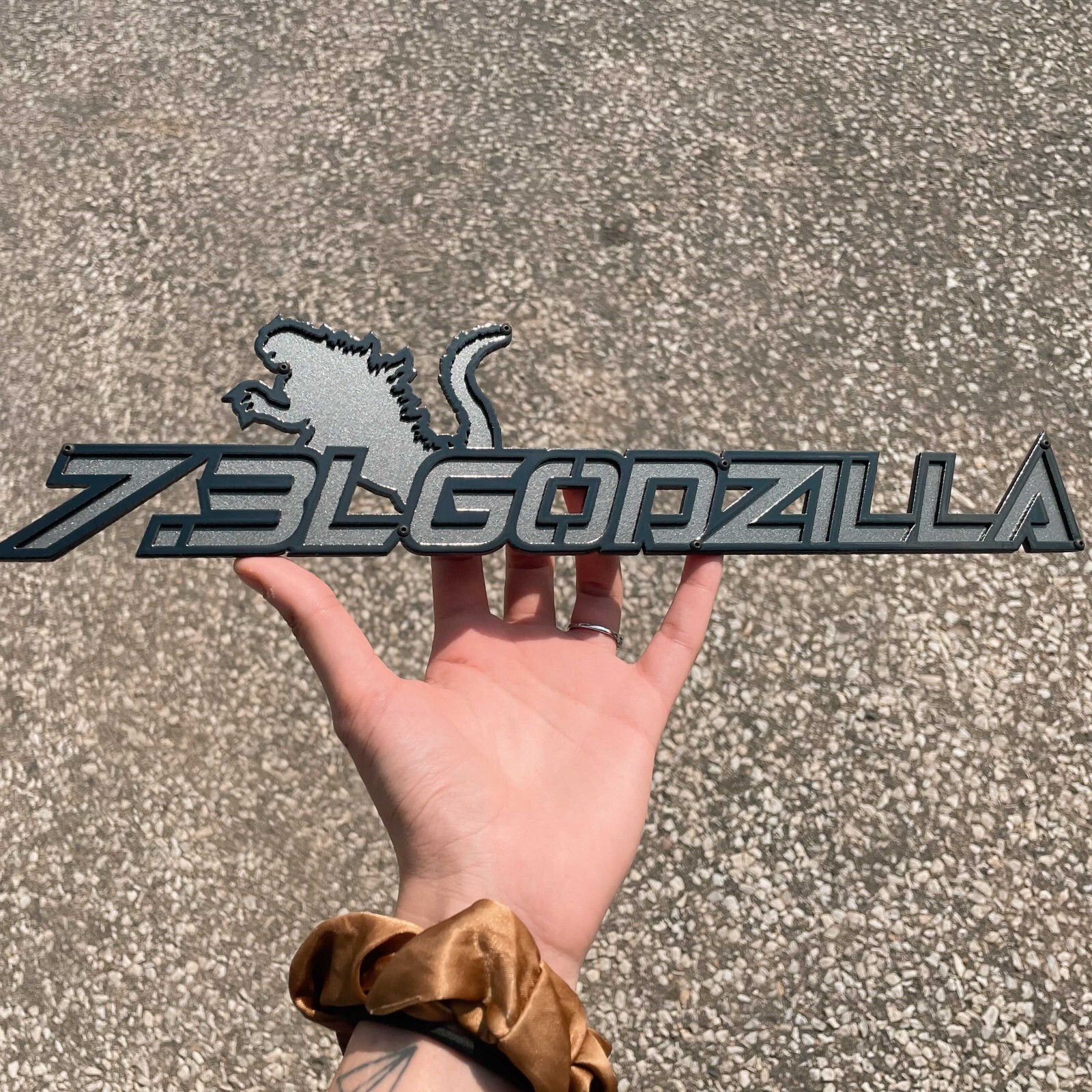 7.3 Godzilla Fender Emblem - Black on Gunmetal Gray | eBay
